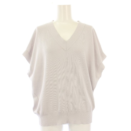 【中古】セオリーリュクス 25SS FORTUNA DANNIELA ニット セーター フレンチスリーブ Vネック 38 グレー レディース