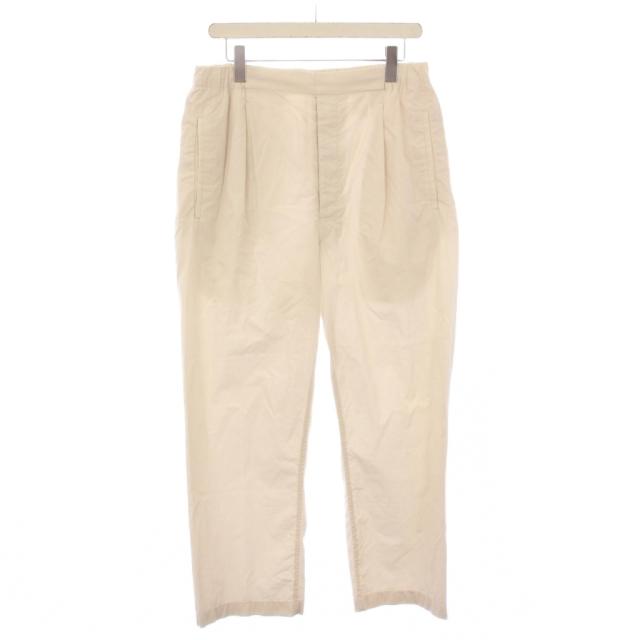 【中古】ルメール LEMAIRE スラックスパンツ イージー ウエストゴム タック ワンカラー 無地 46 アイボリー