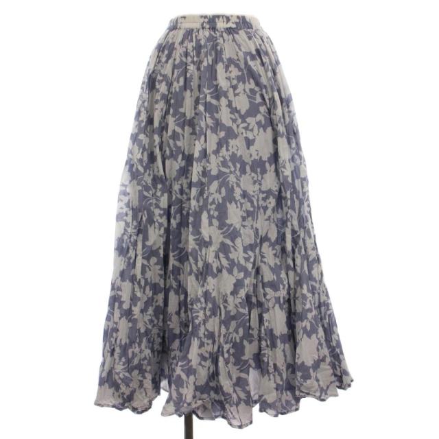 【中古】マリハ MARIHA 草原の虹のスカート フラワープリント ロング 36 ブルー 白 /YM レディース
