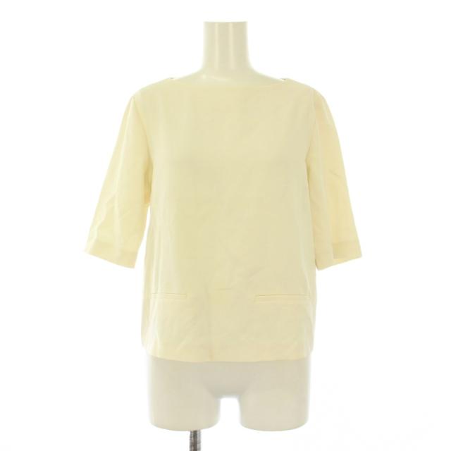 【中古】セオリー アドミラルクレープNジョレーンBL カットソー 五分袖 クルーネック ストレッチ 無地 S アイボリー