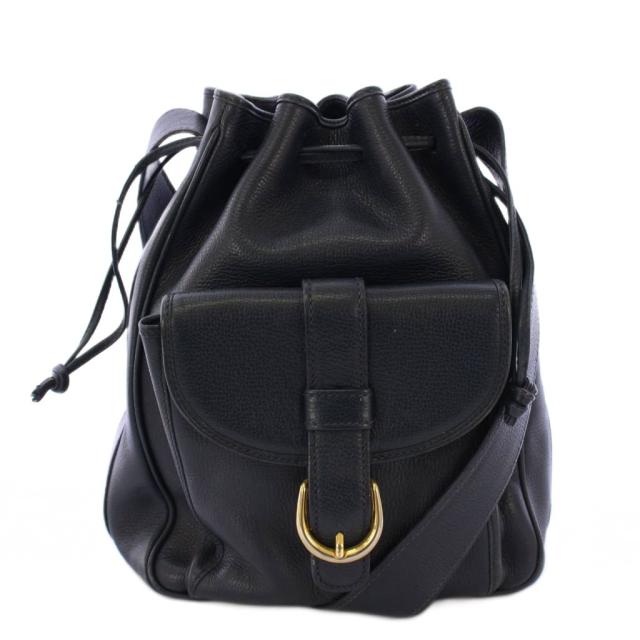 【中古】バリー BALLY ショルダーバッグ 巾着型 レザー ワンカラー 紺 ネイビー /BB レディース