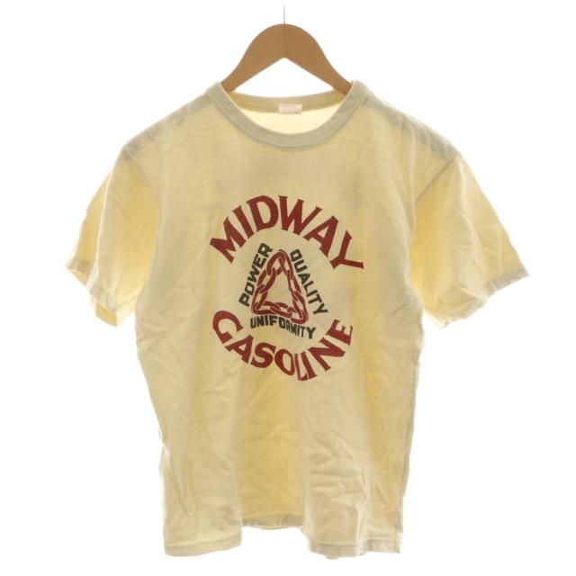 【中古】パワーウェア POWER WEAR Tシャツ カットソー 半袖 ロゴ M アイボリー 赤 レッド /AN45 メンズ