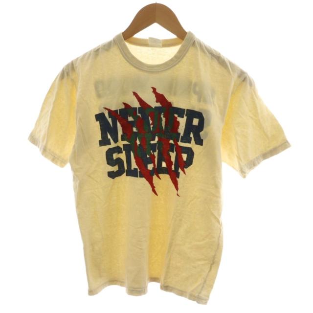 【中古】パワーウェア POWER WEAR Tシャツ カットソー 半袖 ロゴ M アイボリー 青 ブルー 赤 レッド /AN46 メンズ