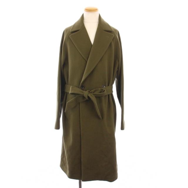 【中古】タリアトーレ TAGLIATORE TOMORROWLAND別注 ダブルブレステッドラップコート アウター ロング 50 カーキ