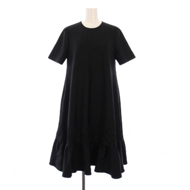 【中古】ルネ Rene 24年製 リラテックワンピース 半袖 ロング レース切替 34 黒 5427990 /KH レディース