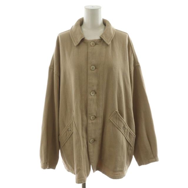 【中古】ブロカント Brocante BIGへリンボン フェルミエジャケット コットン 2 ベージュ 38-262S /AN17 レディース