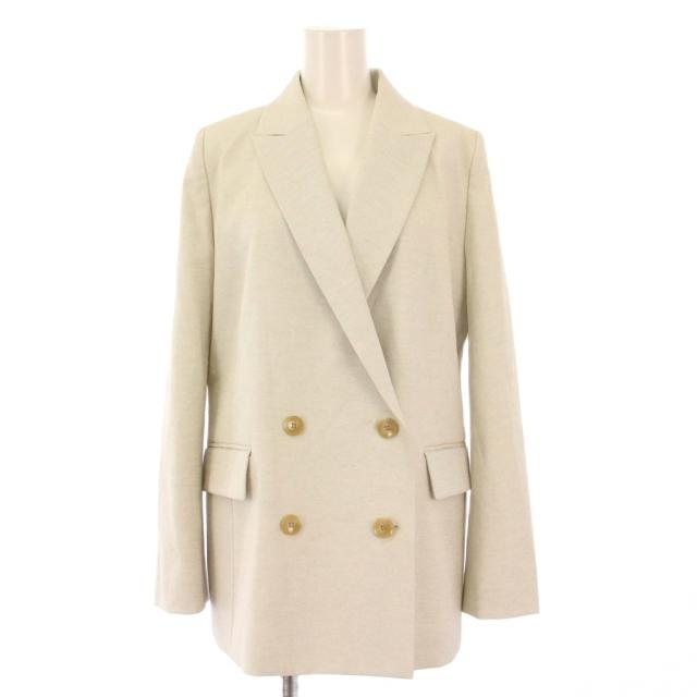 【中古】コルピエロ ドライオックス ダブルジャケット テーラード アウター 背抜き 麻 リネン混 F ライトベージュ