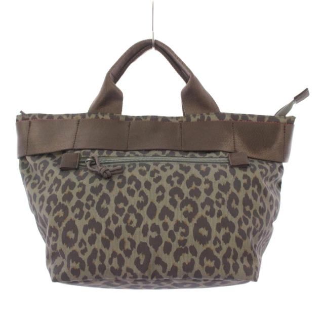 【中古】ブリーフィング BRIEFING LEOPARD TOTE レオパードトート ハンドバッグ ヒョウ柄 ナイロン カーキ グレー
