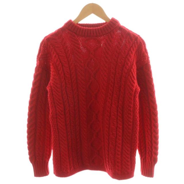 【中古】ガンジーウーレンズ Guernsey ケーブルニット セーター 長袖 ウール S 赤 レッド /AN23 メンズ