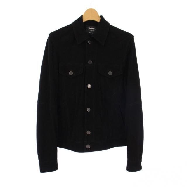 【中古】エンメティ EMMETI JACK スエードジャケット アウター ゴートスキン 44 黒 /KH メンズ