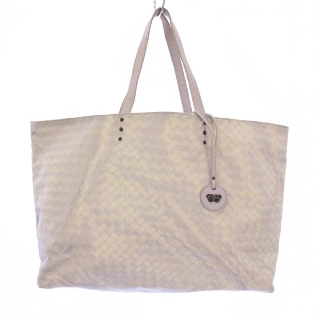 【中古】ボッテガヴェネタ BOTTEGA VENETA イントレッチオリュージョン トートバッグ ハンドバッグ ナイロン グレー