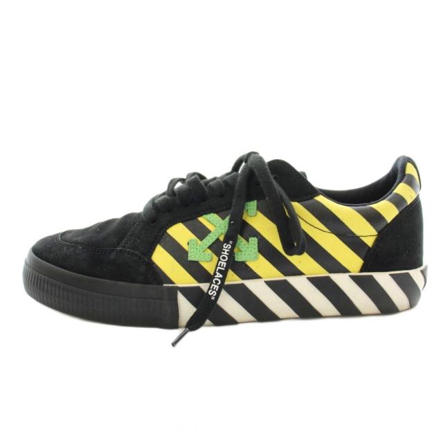 【中古】オフホワイト Vulc Low Black Yellow Green スニーカー ローカット スエード レザー 44 黒 黄 緑