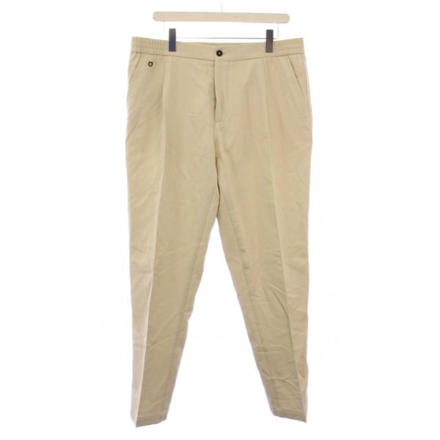 【中古】未使用品 サルヴァトーレフェラガモ テーパードパンツ スラックス タック ジップフライ ライトベージュ