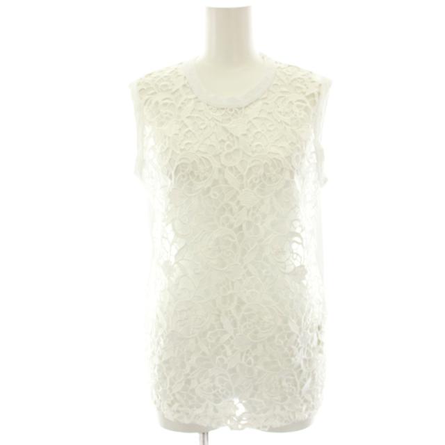 【中古】コムデギャルソンコムデギャルソン AD2021 コムコム カットソー Tシャツ レース切替 ノースリーブ S 白