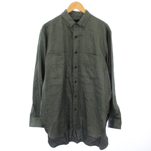 【中古】ヒューベント HUM VENT ボタンダウンシャツ 長袖 2 緑 HV302001ER /TK メンズ