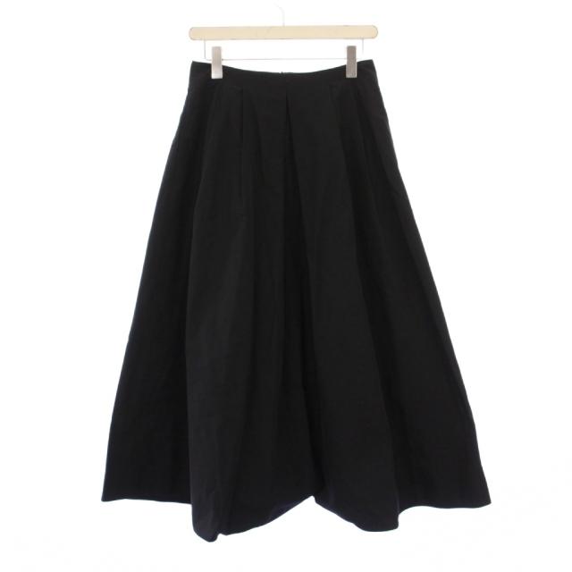 【中古】Sマックスマーラ 'S Max Mara フレアスカート タック マキシ ロング 無地 ワンカラー 38 黒 ブラック