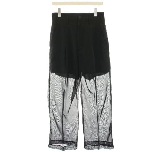 【中古】トーガ プルラ TOGA PULLA ポリエステルメッシュワイドパンツ シアー シースルー 34 黒 ブラック