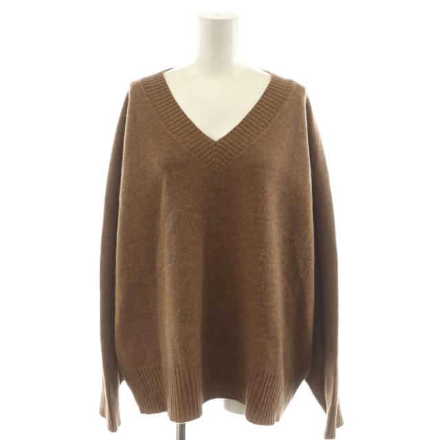【中古】プラージュ Plage 22AW sonoma nuanceニット セーター 長袖 Vネック ウール 38 茶 ブラウン 22080922729040
