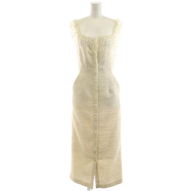 【中古】ミーアンドミークチュール 2wayドットツイードコンビワンピース ロング ノースリーブ 切替 0 アイボリー