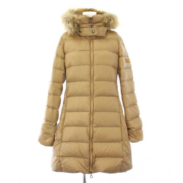 【中古】タトラス SALMA ダウンコート アウター ロング丈 フード ラクーンファー ナイロン ジップアップ 3 ベージュ