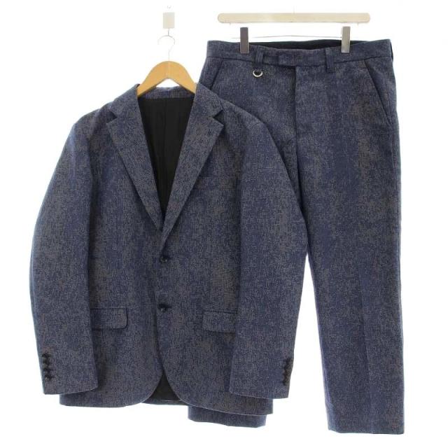 【中古】ソフネット SOPHNET. 23SS Kvadrat SUIT Atrium Outdoor スーツ セットアップ 総柄 ジャケット パンツ S 青