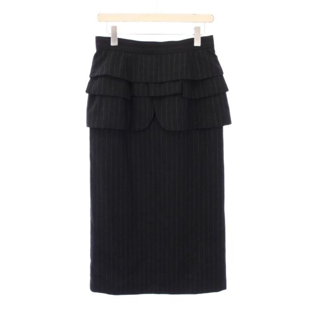 【中古】サカイ sacai 23AW Chalk Stripe Skirt チョークストライプスカート タイト マキシ ロング ウール 2 黒