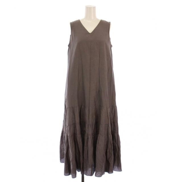 【中古】アナイ ANAYI 22SS コットンシルクローンティアードワンピース ロング ノースリーブ 36 グレー レディース