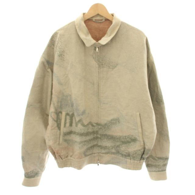 【中古】ヨーク ジャガードルーズドジップブルゾン アウター 総柄 麻 3 ベージュ YK22SS0310B メンズ レディース
