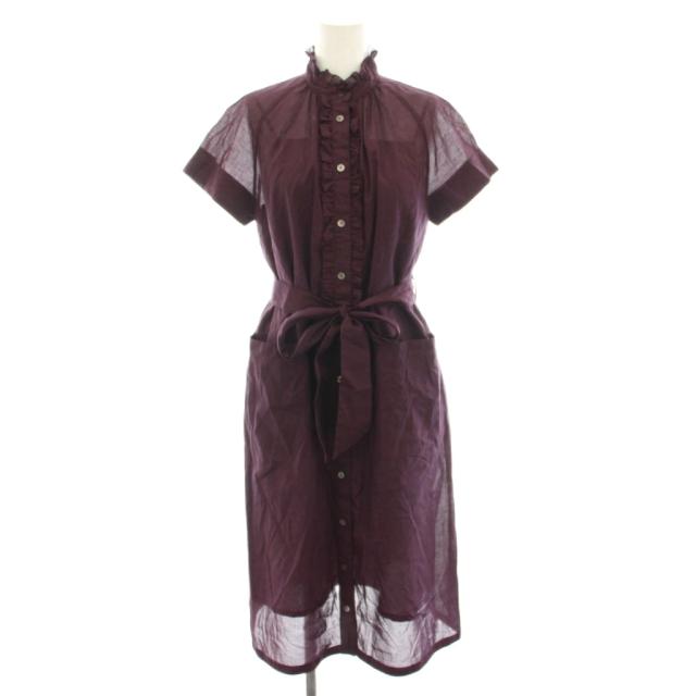 【中古】オールドイングランド ワンピース ひざ丈 ハイネック 半袖 ドット柄 34 黒 ピンク 570-53108431 レディース