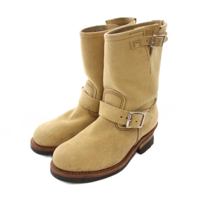 【中古】レッドウィング REDWING 羽タグ 8268 スエード エンジニアブーツ US6 ベージュ /YM レディース