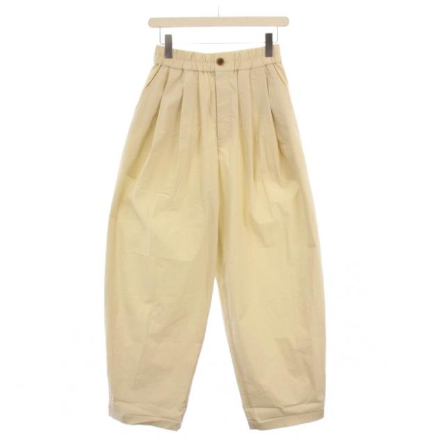 【中古】未使用品 バビロン コットンナイロンタックパンツ スラックス イージー ウエストゴム ストレッチ ベージュ