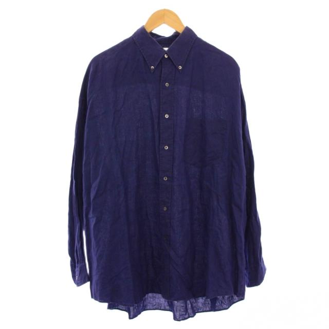 【中古】グラフペーパー リネンオーバーサイズボタンダウンシャツ カジュアル 長袖 レギュラーカラー 無地 F 紺