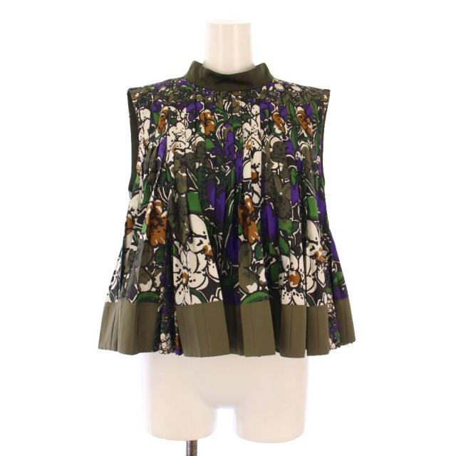 【中古】サカイ sacai 23SS シャツ ブラウス プルオーバー ノースリーブ スタンドカラー 花柄 2 マルチカラー