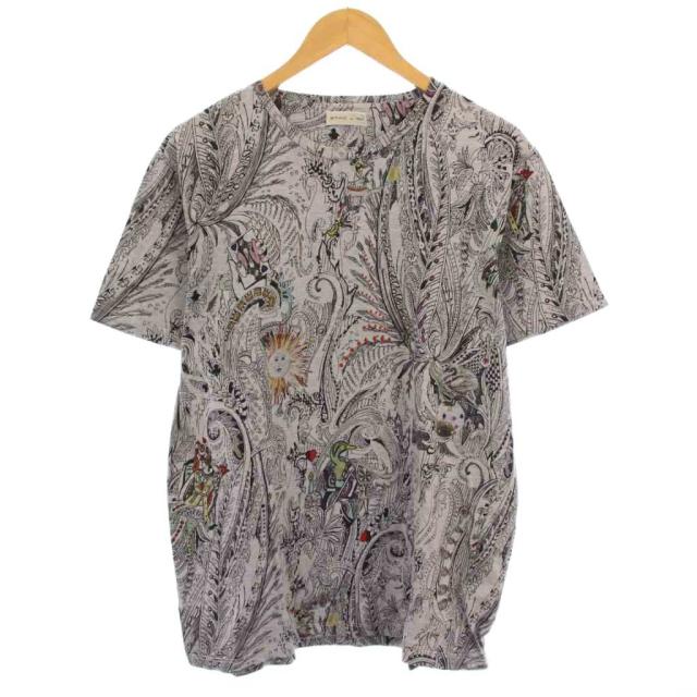 【中古】エトロ ETRO Tシャツ 半袖 クルーネック ストレッチ ペイズリー柄 L グレー /BB メンズ