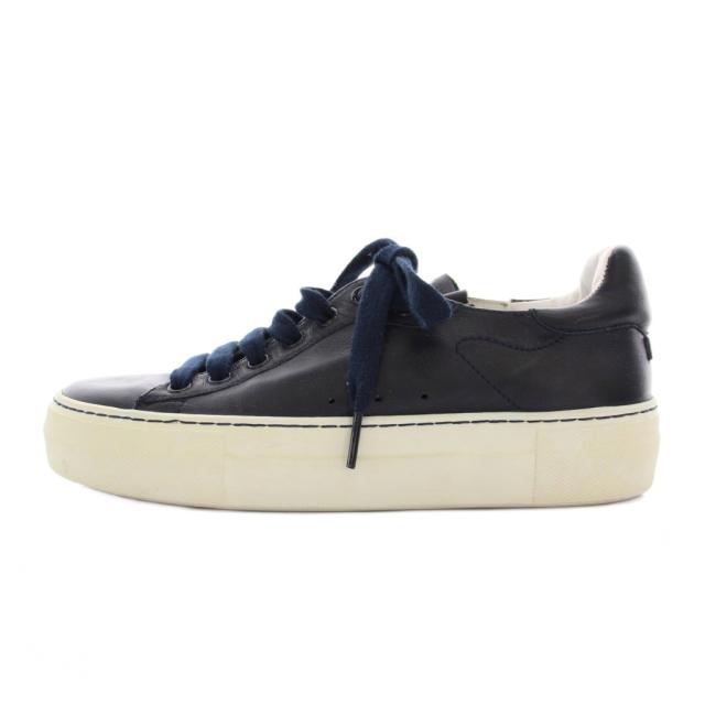 【中古】ジルサンダー JIL SANDER NAVY レザー スニーカー ローカット シューズ 37 紺 /YM レディース