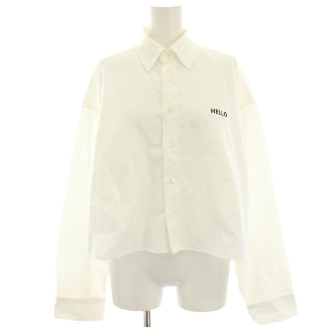 【中古】フレームワーク コットンオックスB.Dショートシャツ ボタンダウンシャツ ブラウス 長袖 刺繍 白