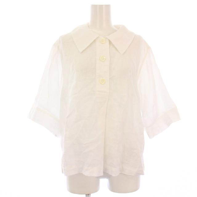 【中古】マーガレットハウエル MARGARET HOWELL 24SS LINEN VOILE シャツ ブラウス 五分袖 リネン 1 白 レディース