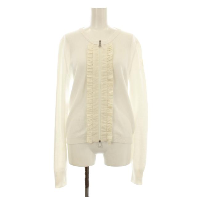 【中古】モンクレール 22SS CARDIGAN TRICOT ニットカーディガン ニットジャケット 長袖 フリル XS 白 H10939B00010