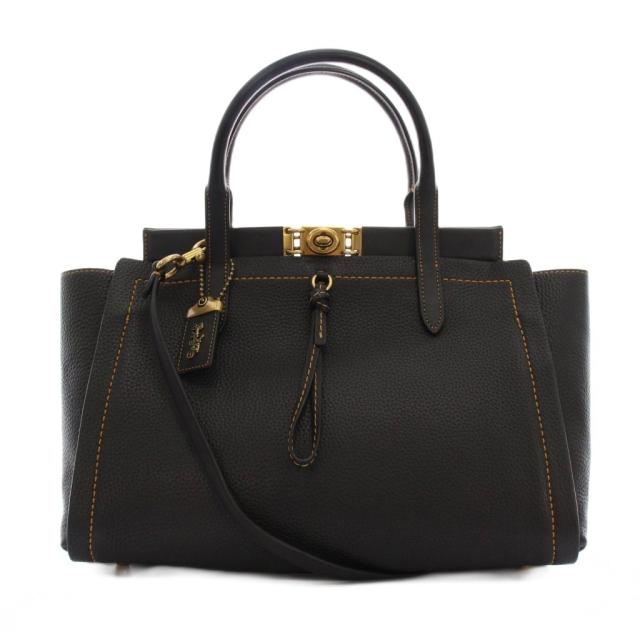 【中古】コーチ COACH トゥループ キャリーオール 35 トートバッグ ショルダーバッグ 2WAY レザー 黒 78500