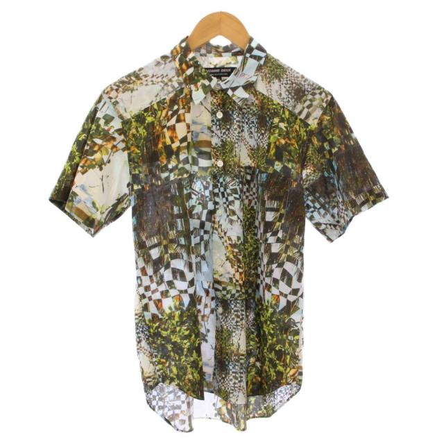 【中古】コムデギャルソンオムドゥ AD2020 カジュアルシャツ 半袖 レギュラーカラー 総柄 XS マルチカラー