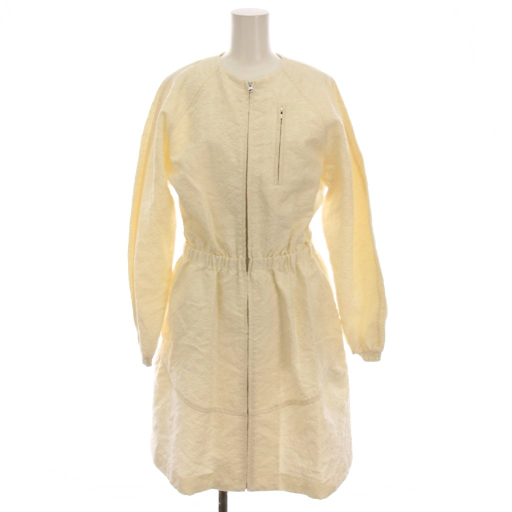 【中古】ルシェルブルー 24SS ジャカードボンバードレス ワンピース ひざ丈 長袖 36 アイボリー 白 26S65203