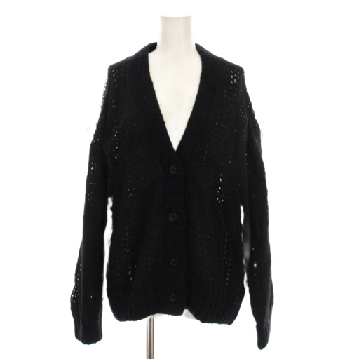 【中古】メゾンスペシャル 24AW チュールレイヤード ローゲージ リバーシブル ニット カーディガン F 黒 21242365203