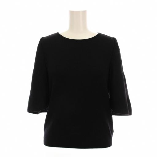 【中古】フォクシー FOXEY 20年製 ニットトップ タンジェリン カットソー 半袖 38 黒 ブラック 40753 /YM レディース