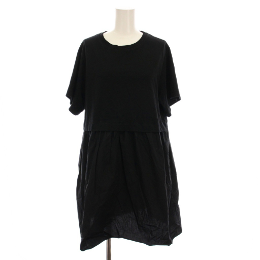 【中古】パトゥ PATOU 22SS ミニドレス チュニック ワンピース 半袖 XS 黒 ブラック 22SA2-JE043-92 /YM レディース