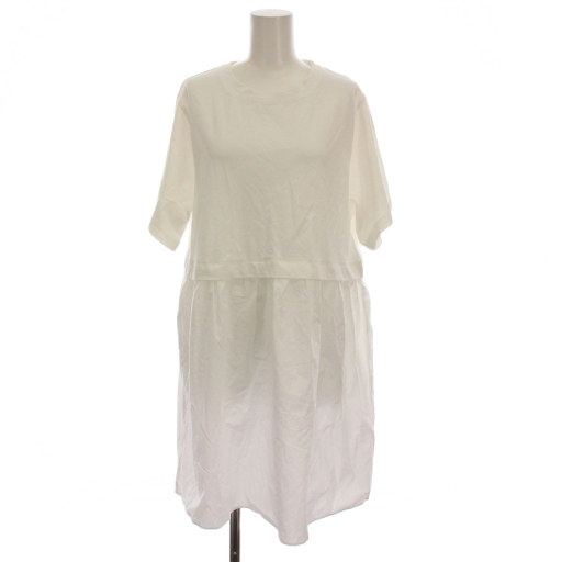 【中古】パトゥ PATOU 22SS ミニドレス チュニック ワンピース 半袖 S 白 ホワイト 22SA2-JE043-92 /YM レディース