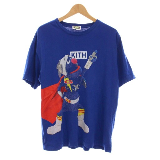 【中古】キスニューヨークシティ KITH セサミストリート Super Grover Tee Tシャツ カットソー プリント 半袖 M 青
