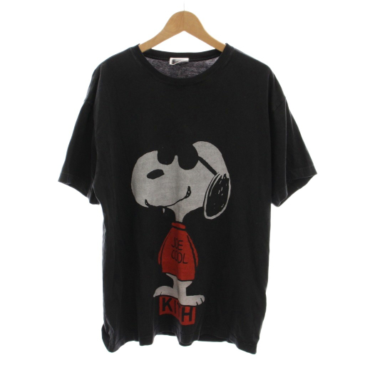 【中古】キスニューヨークシティ Peanuts スヌーピー ジョークール ヴィンテージ Tシャツ カットソー 半袖 L 黒