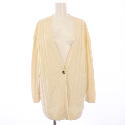【中古】エルメス HERMES 22AW Hアッシュ ニットカーディガン 長袖 34 アイボリー /KH レディース
