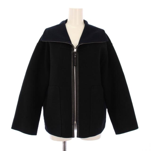 【中古】エルメス HERMES ダブルフェイス ジップアップジャケット ベビーカシミヤ アウター 34 黒 /KH レディース