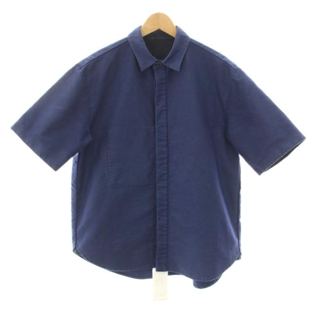 【中古】サカイ sacai 24SS モールスキンシャツ Moleskin Shirt 半袖 比翼ボタン タグ付き 3 紺 24-03309M メンズ